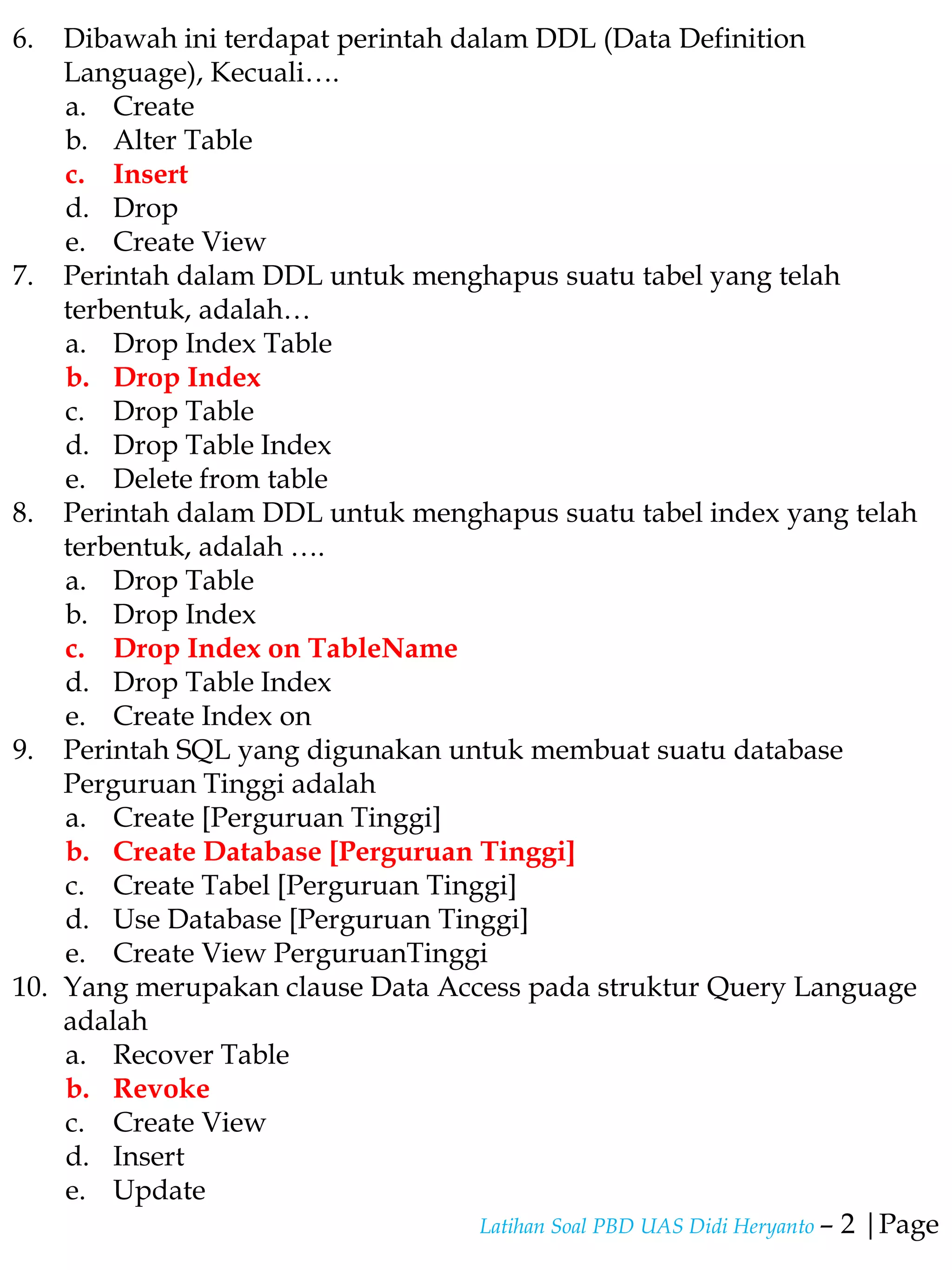 Latihan soal pbd uas | PPTX
