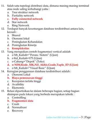 Latihan soal pbd uas | PPTX