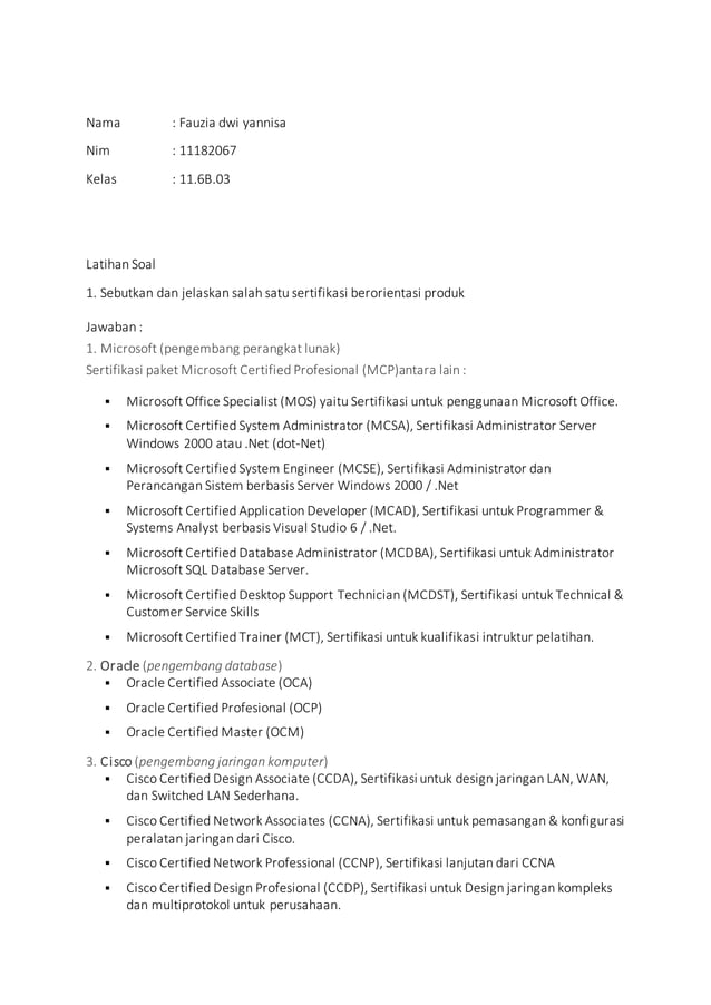 Latihan soal pert 3 | DOCX