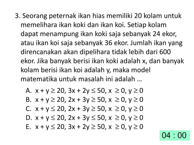 Latihan soal program linear | PPT