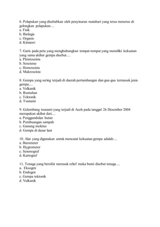 Latihan soal pts ips kelas 7 smt 2 | DOCX