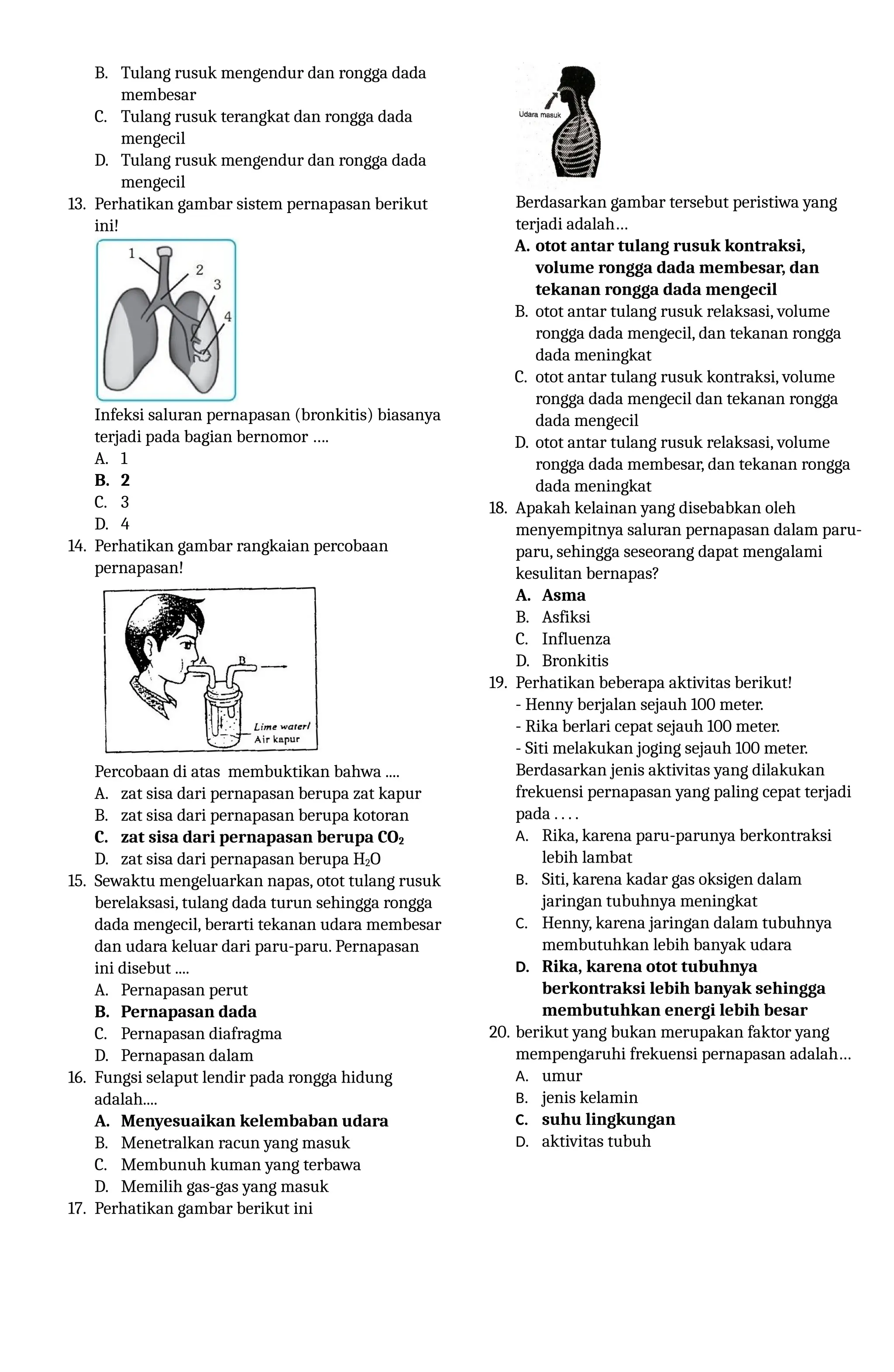 LATIHAN SOAL SISTEM PERNAPASAN untuk kelas 8 | DOCX