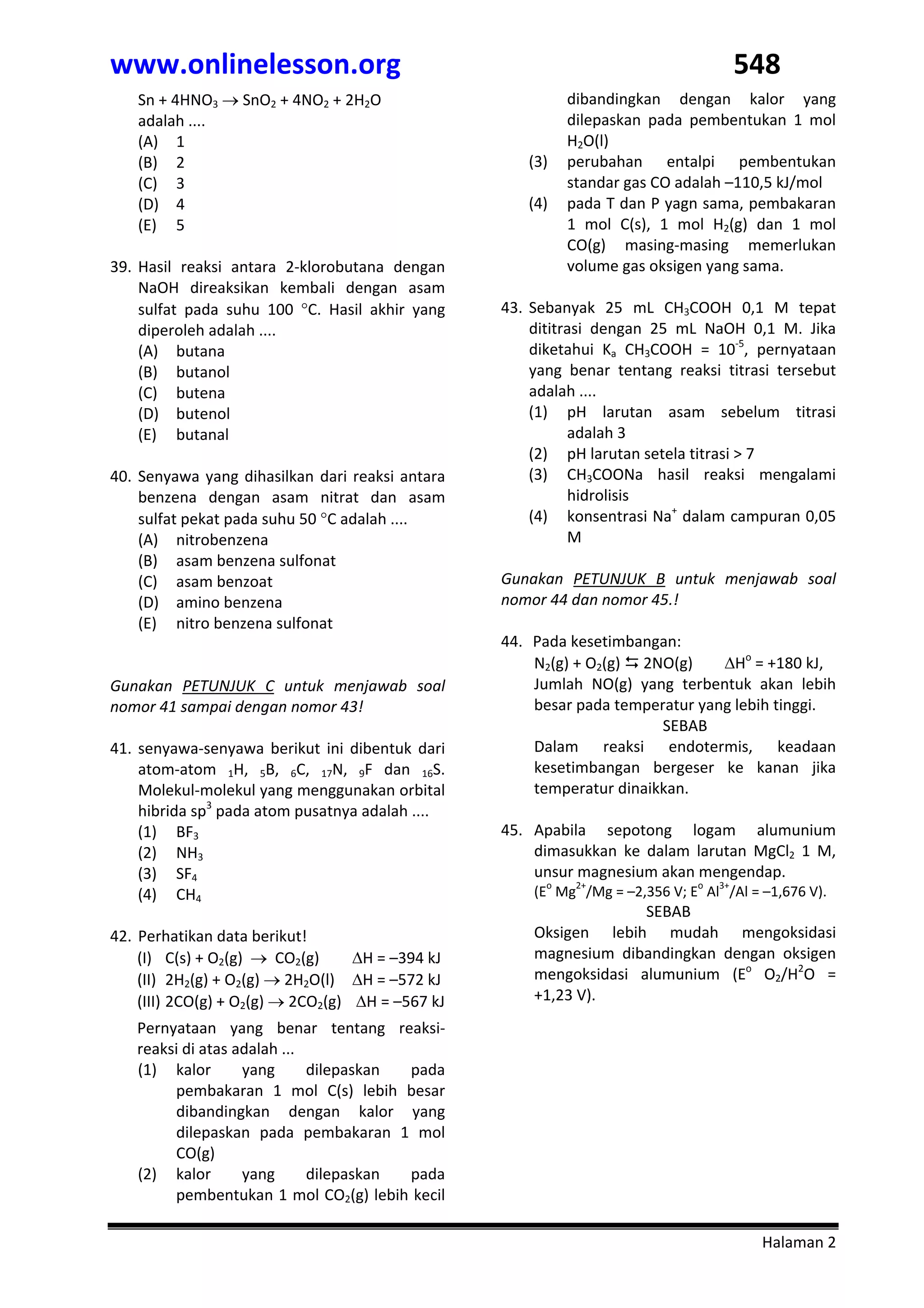 Soal SNMPTN Kimia | PDF