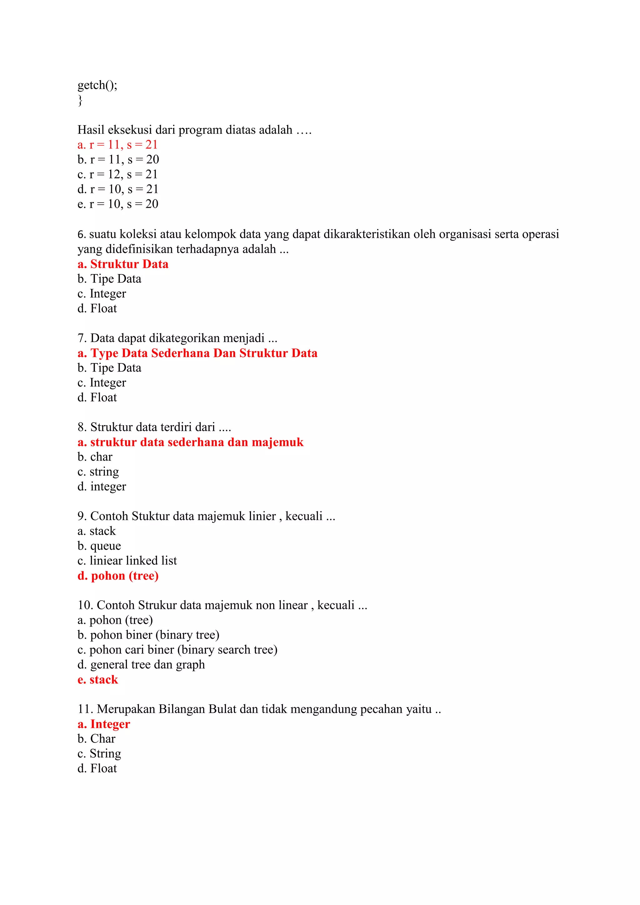 Latihan soal struktur data | DOCX