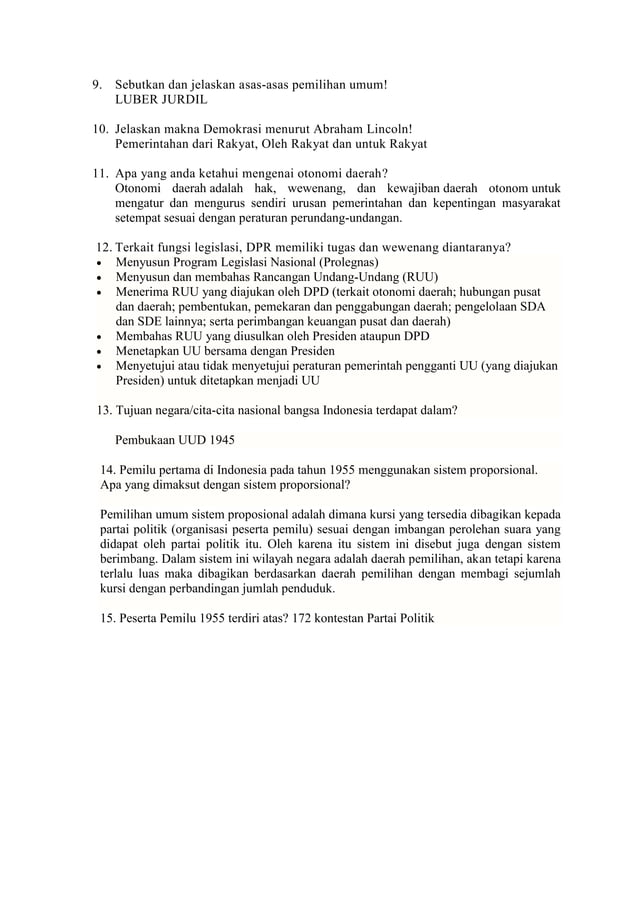 Latihan Soal Tentang Pemilu dan Teori Politik.doc