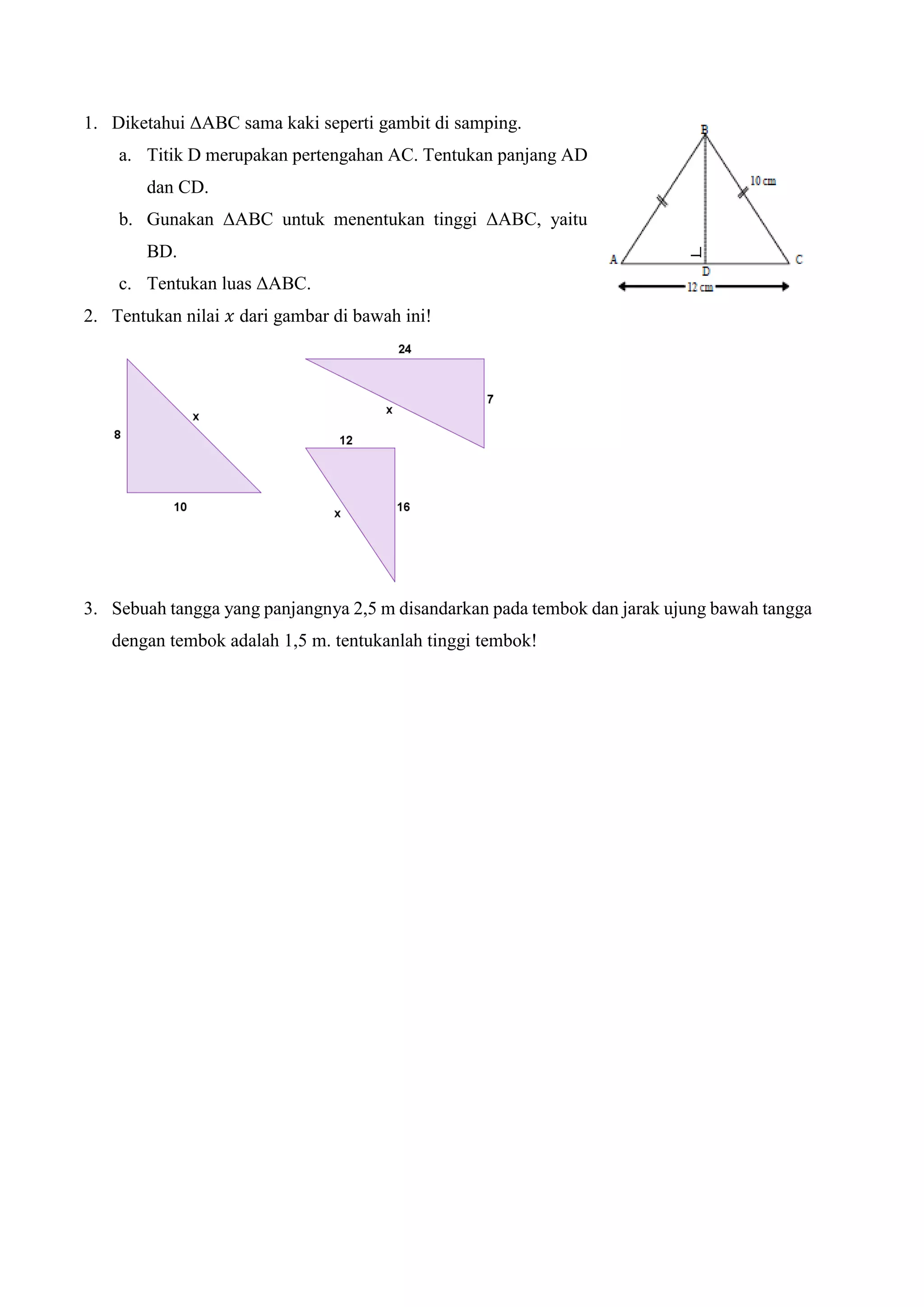 Latihan Soal Teorema Pythagoras Pdf
