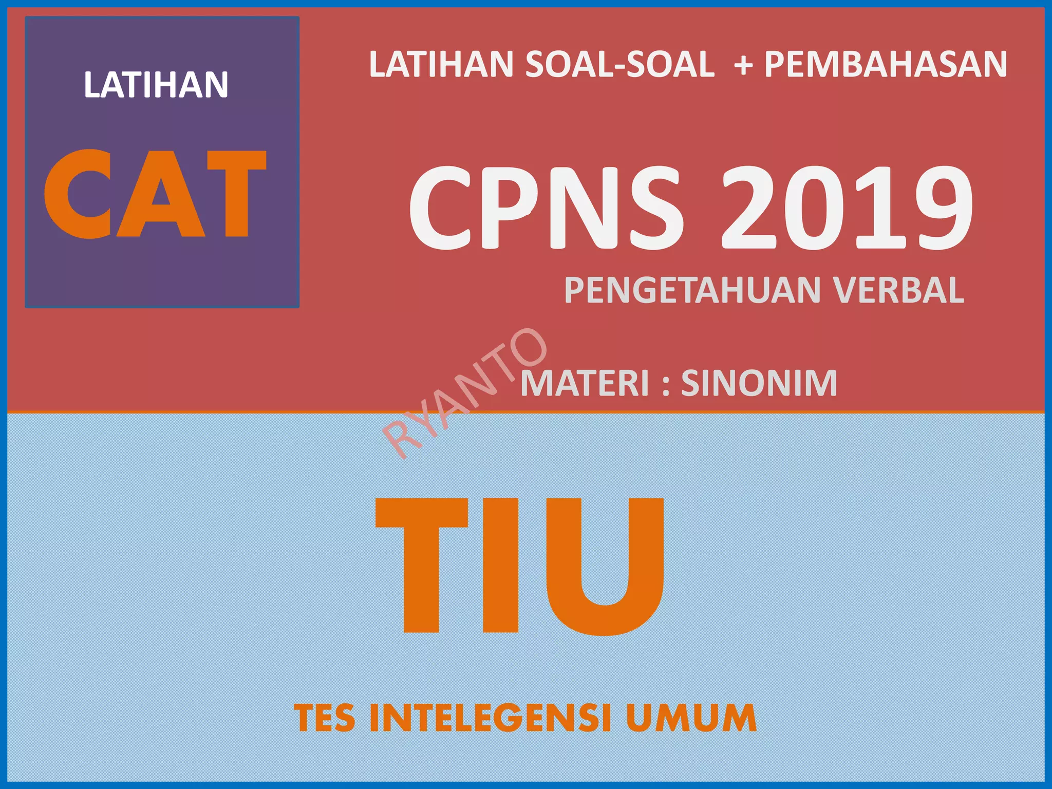 Latihan soal tiu kemampuan verbal cpns 2019 | PDF