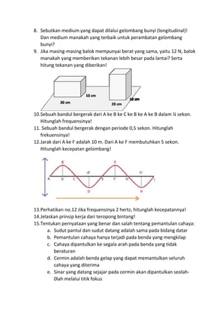 Latihan soal uas fisika kelas 82012/2013 | DOCX