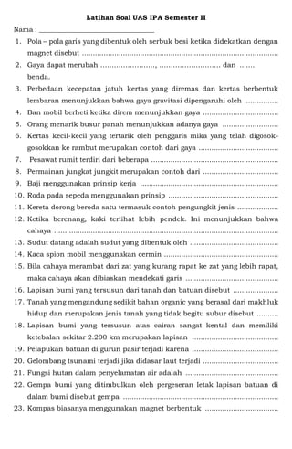 Latihan soal uas semester ii matematika | PDF