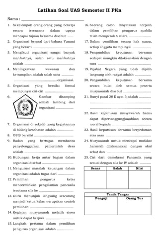 Latihan soal uas semester ii matematika | PDF