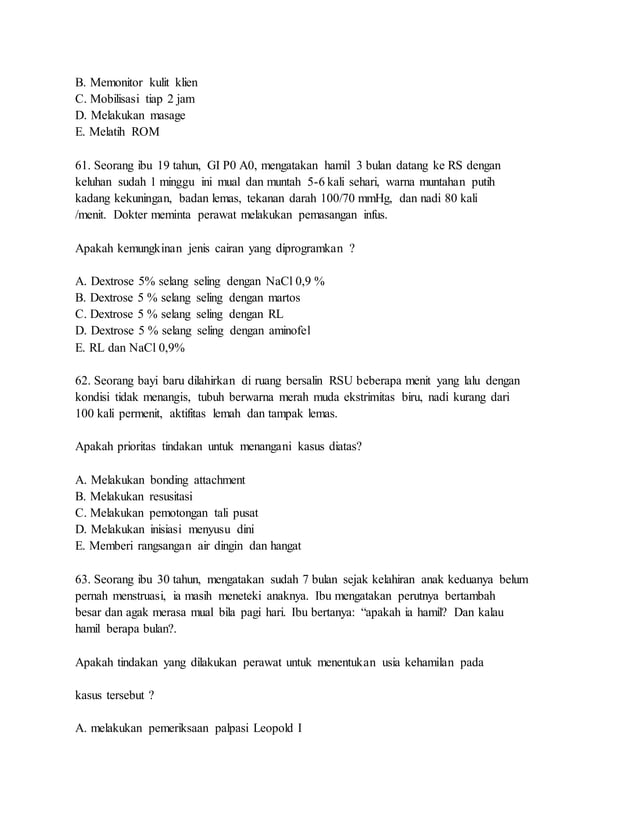 Latihan soal ujian kompetensi keperawatan | DOCX