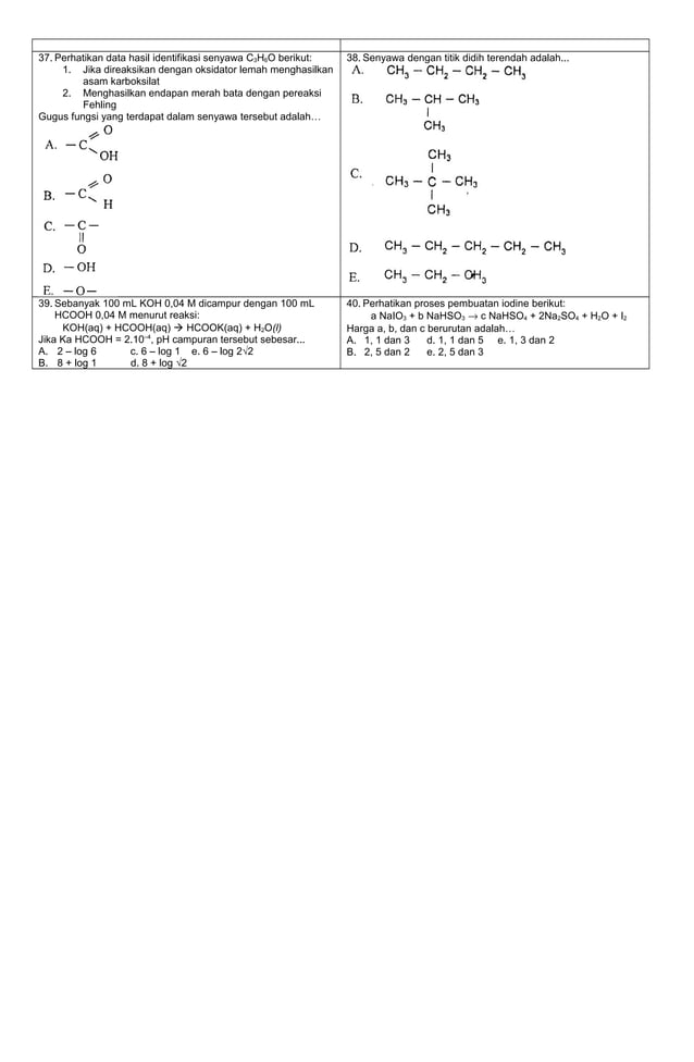 Soal UJian Sekolah Kimia SMA | PDF