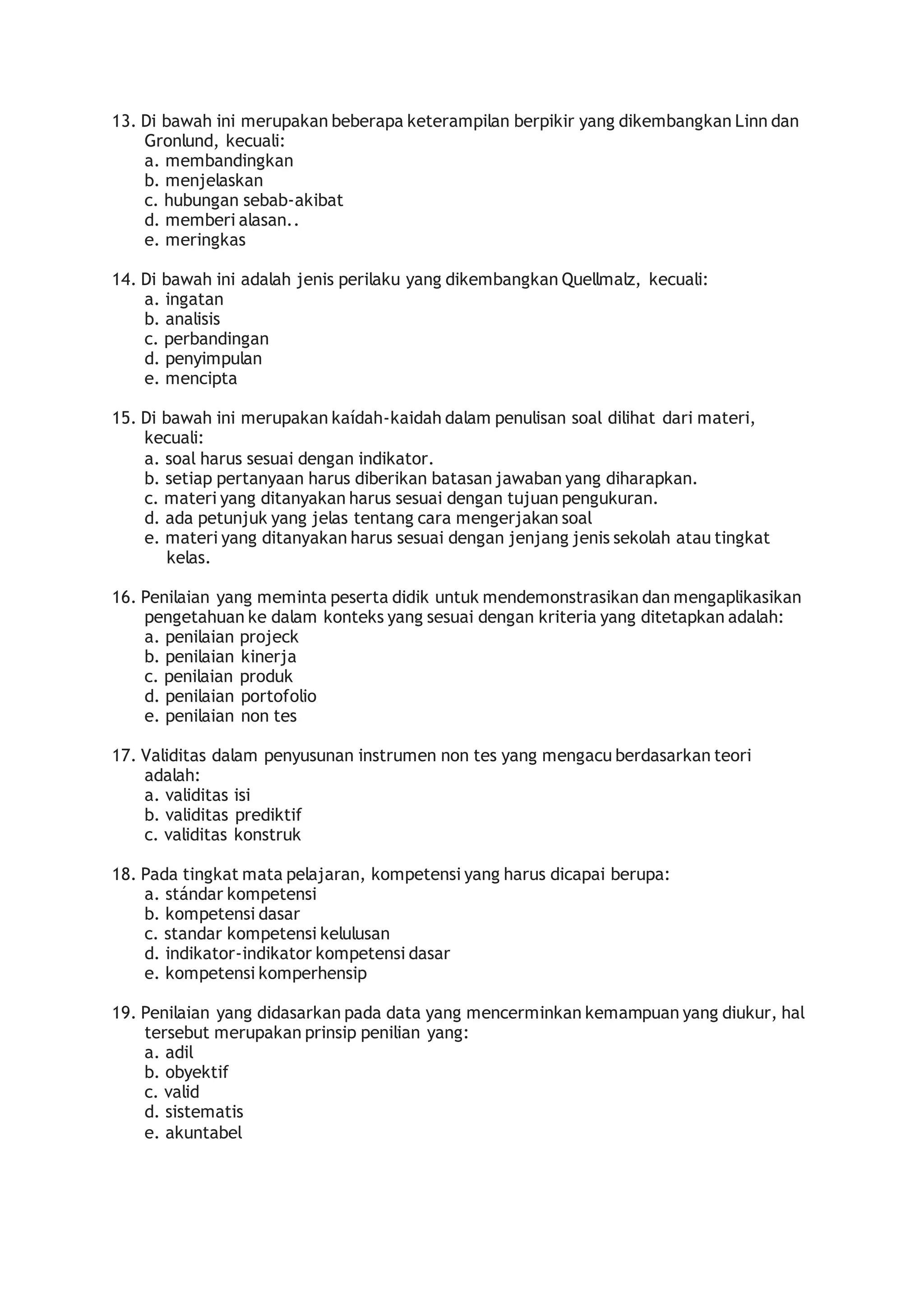 Latihan soal ukg pedagogik 2015 | PDF