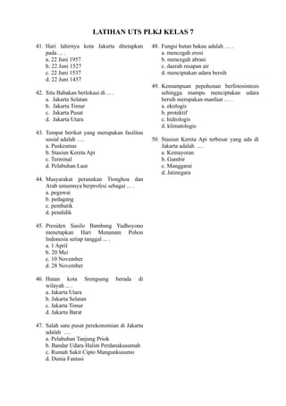 Latihan soal uts kelas 7 | PDF