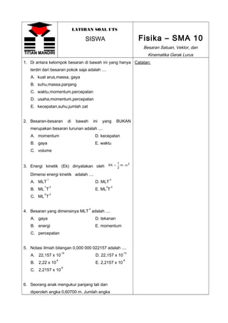 Latihan soal uts sma 11 | DOC
