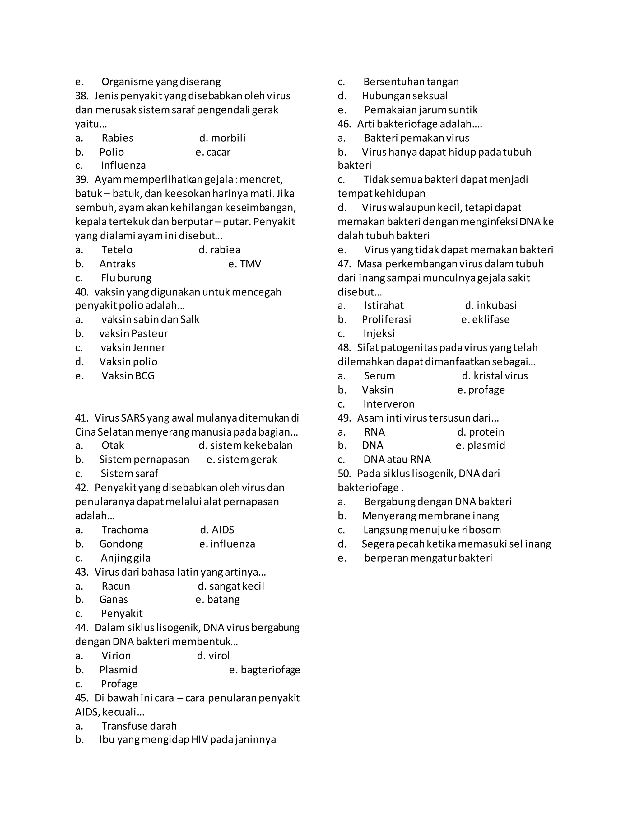 Latihan soal virus | DOCX