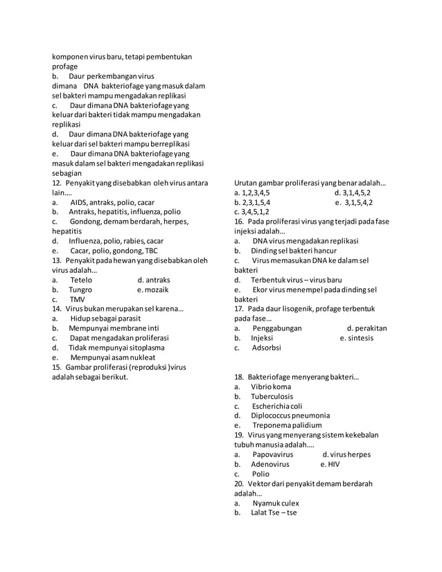 Latihan soal virus | DOCX