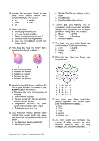 Latihan soal virus 3 | PDF