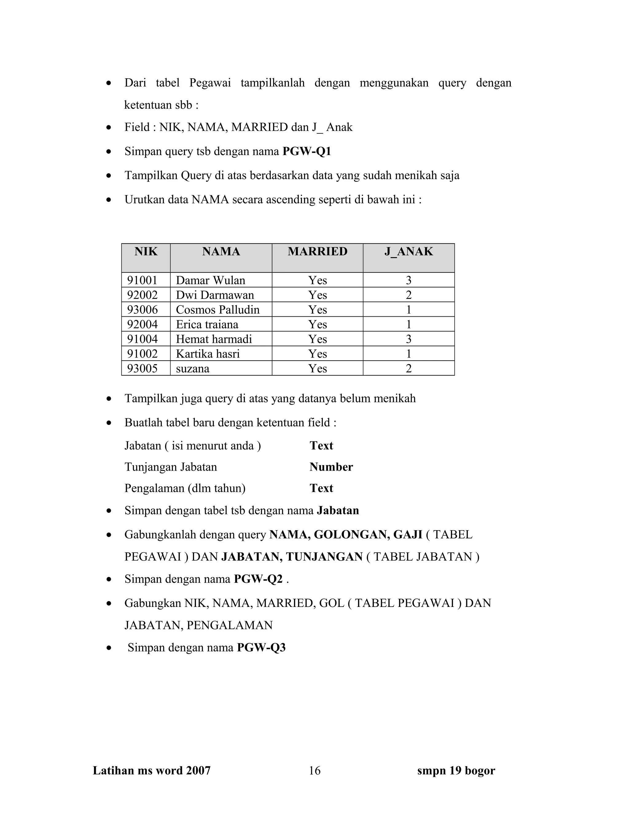 Latihan soal word 2007 | DOC