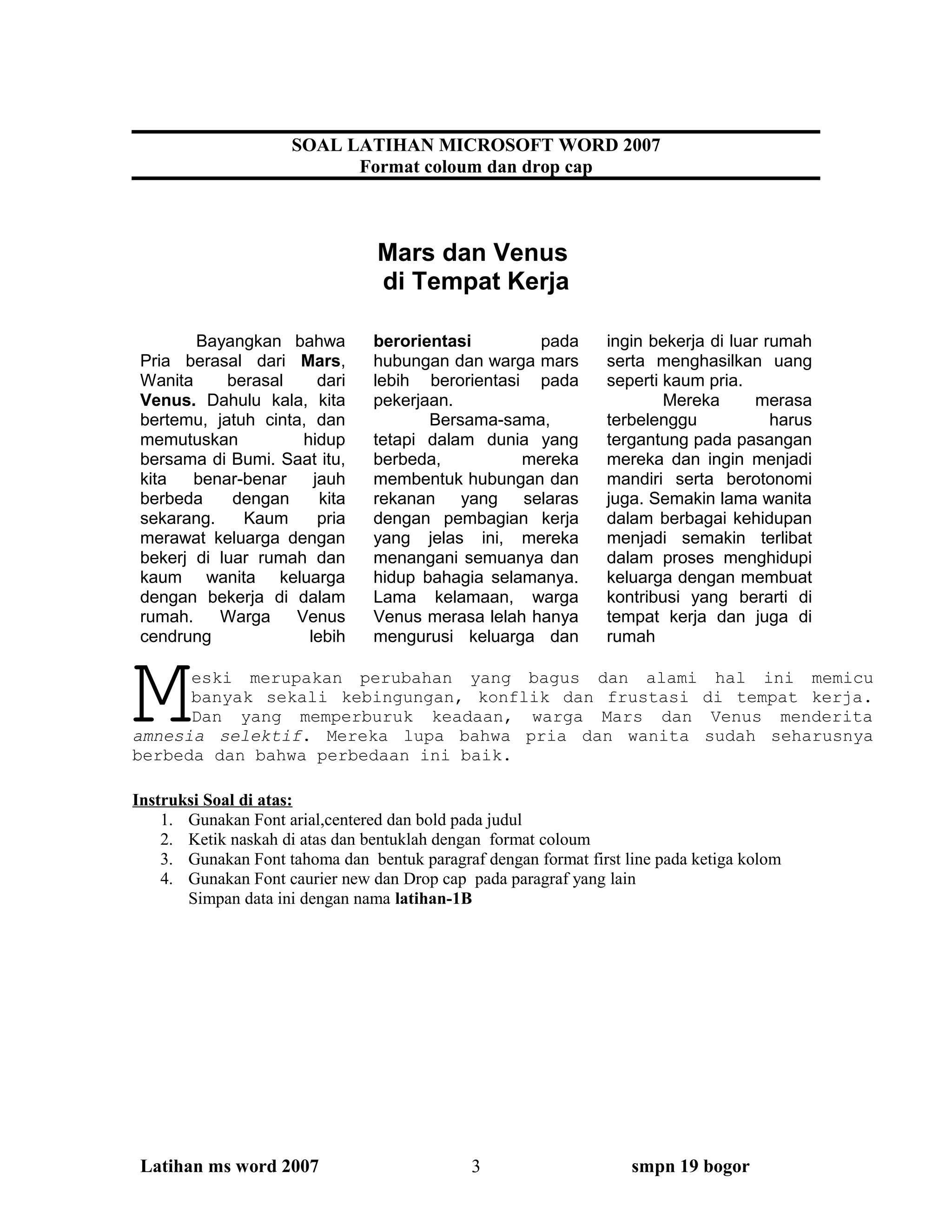 Latihan soal word 2007 | DOC