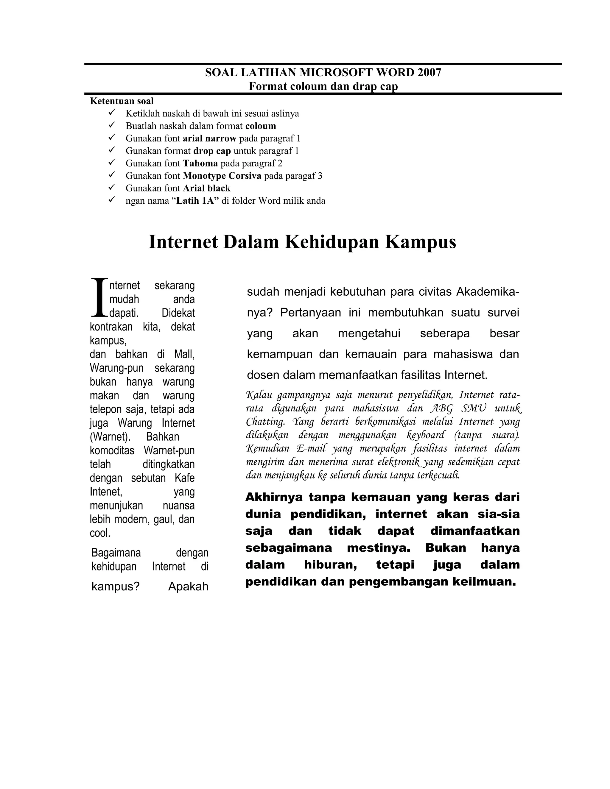 Latihan soal word coach | DOC