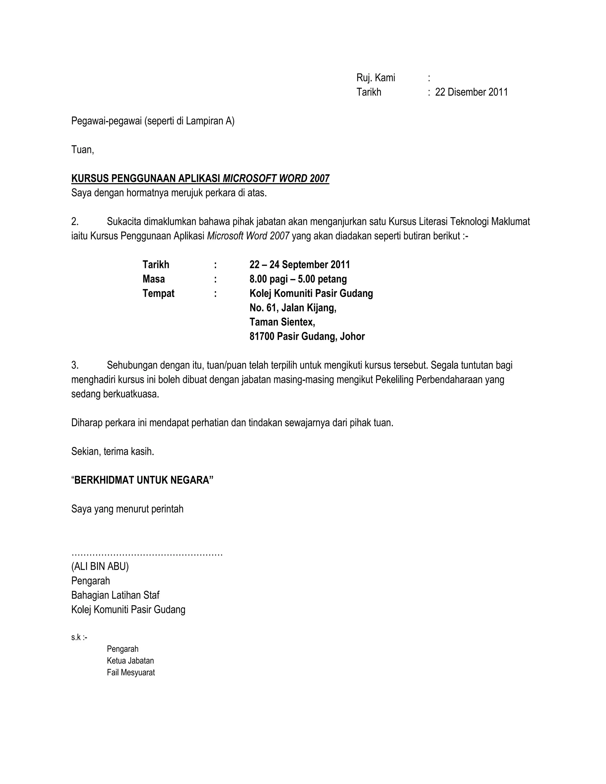 Latihan surat | DOCX