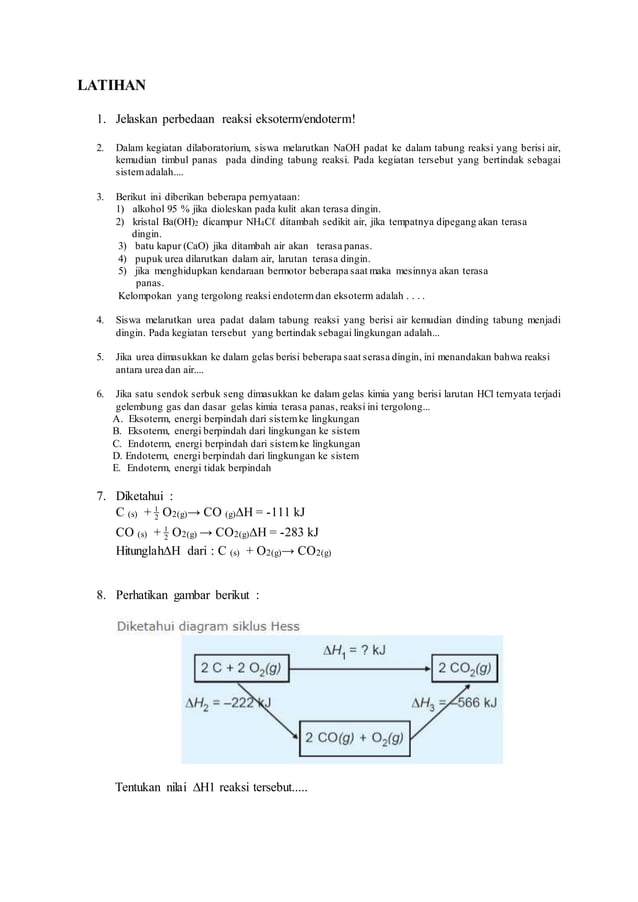 Latihan termokimia | DOCX