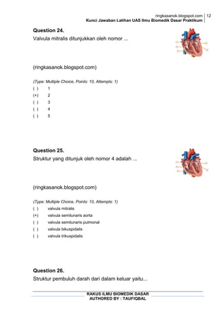 Kunci Jawaban Quiz Latihan UAS Ilmu Biomedik Dasar Praktikum | PDF