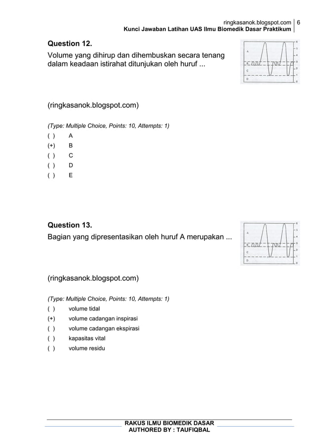 Kunci Jawaban Quiz Latihan UAS Ilmu Biomedik Dasar Praktikum | PDF