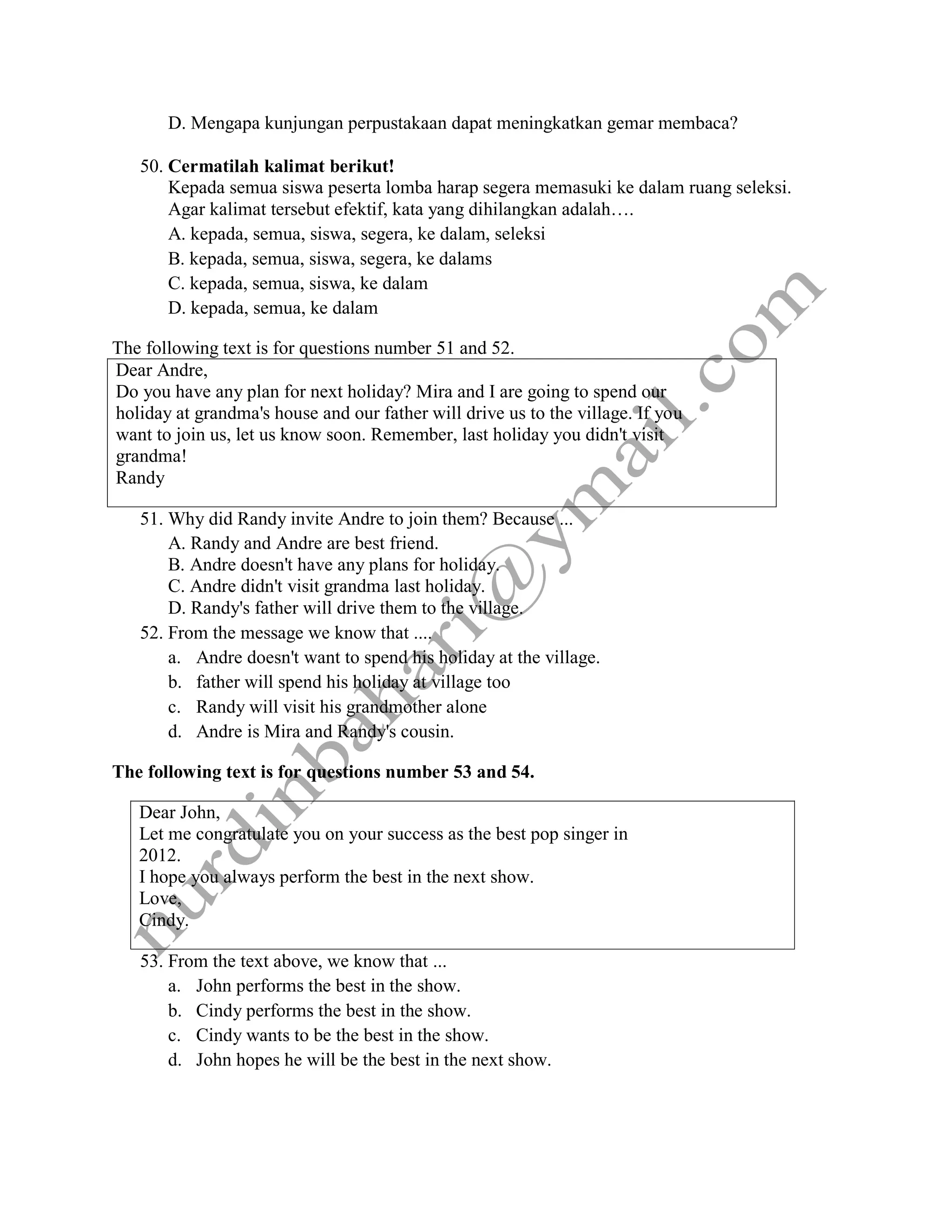 Latihan ujian nasional smp | PDF