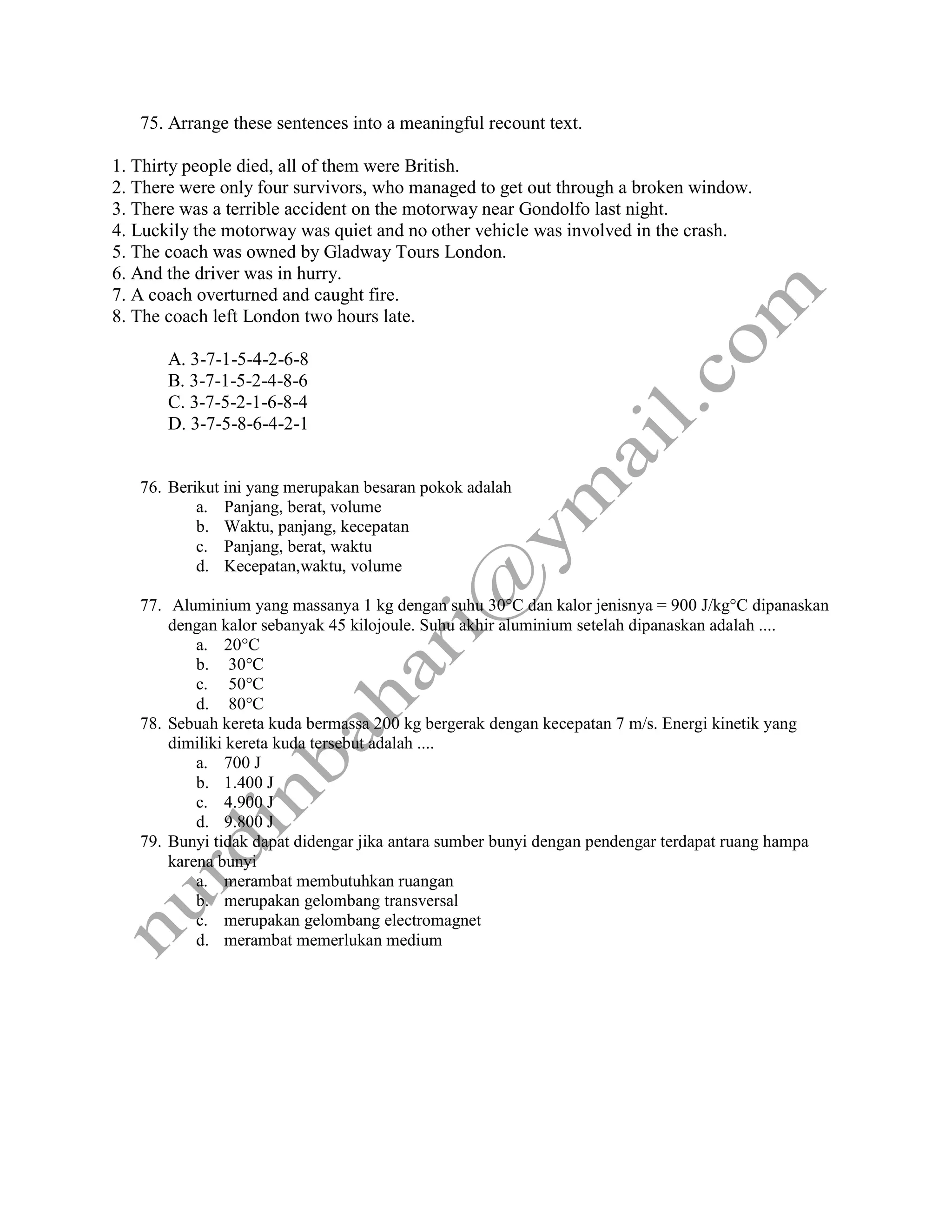 Latihan ujian nasional smp | PDF
