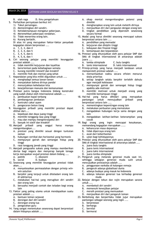 Latihan ujian sekolah part 6 | PDF