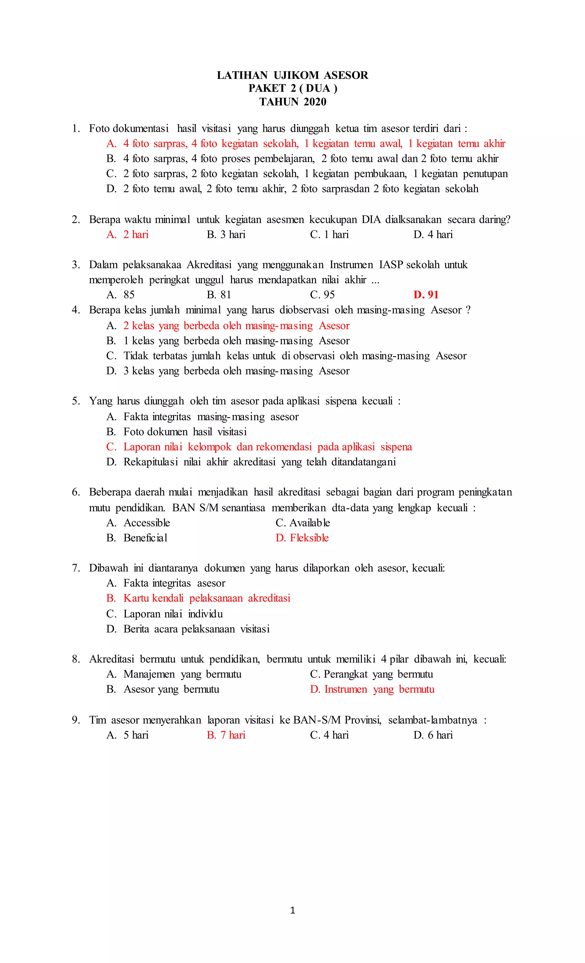 Latihan ujikom asesor paket 2 | PDF Latihan ujikom asesor paket 2 | PDF