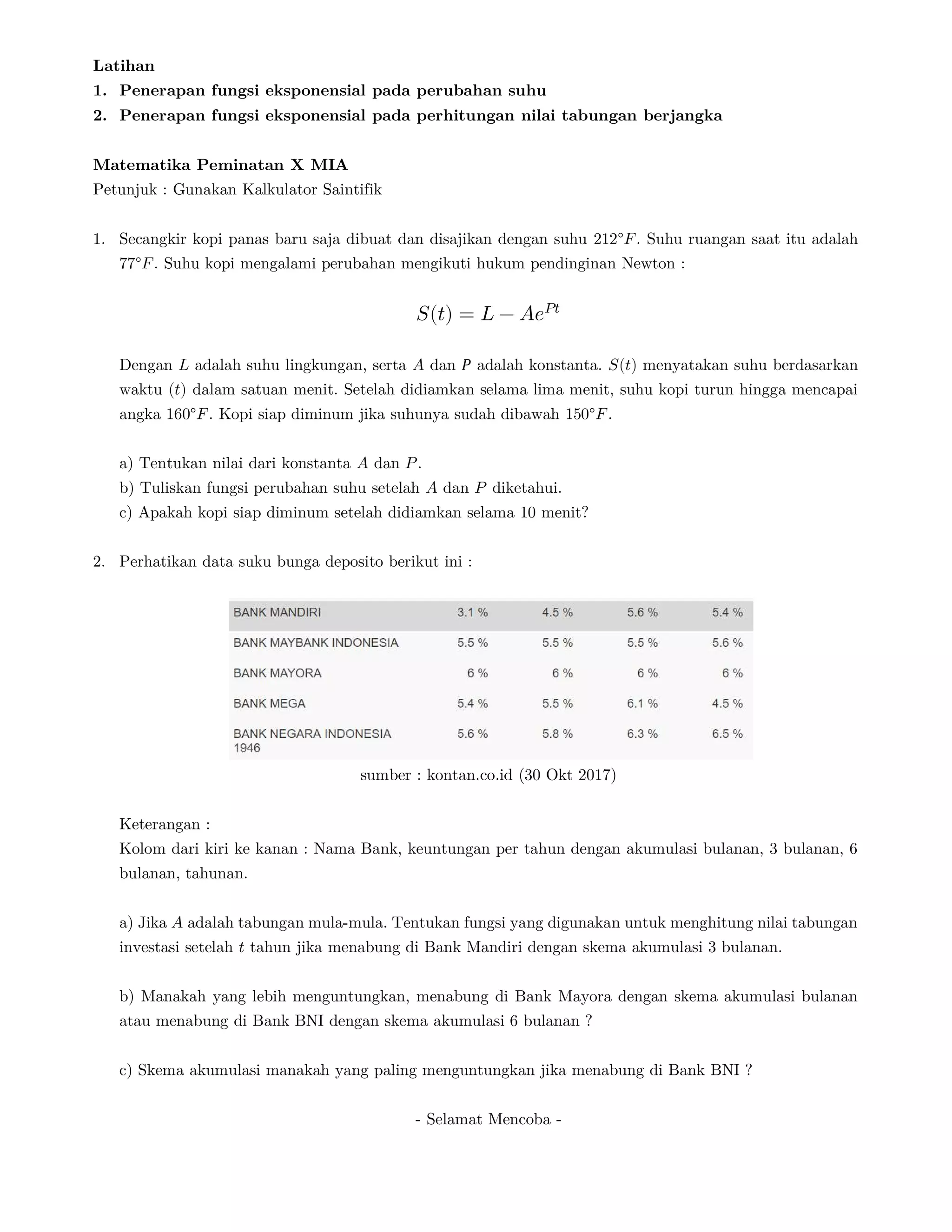 Soal HOTS tentang Fungsi Eksponensial | PDF