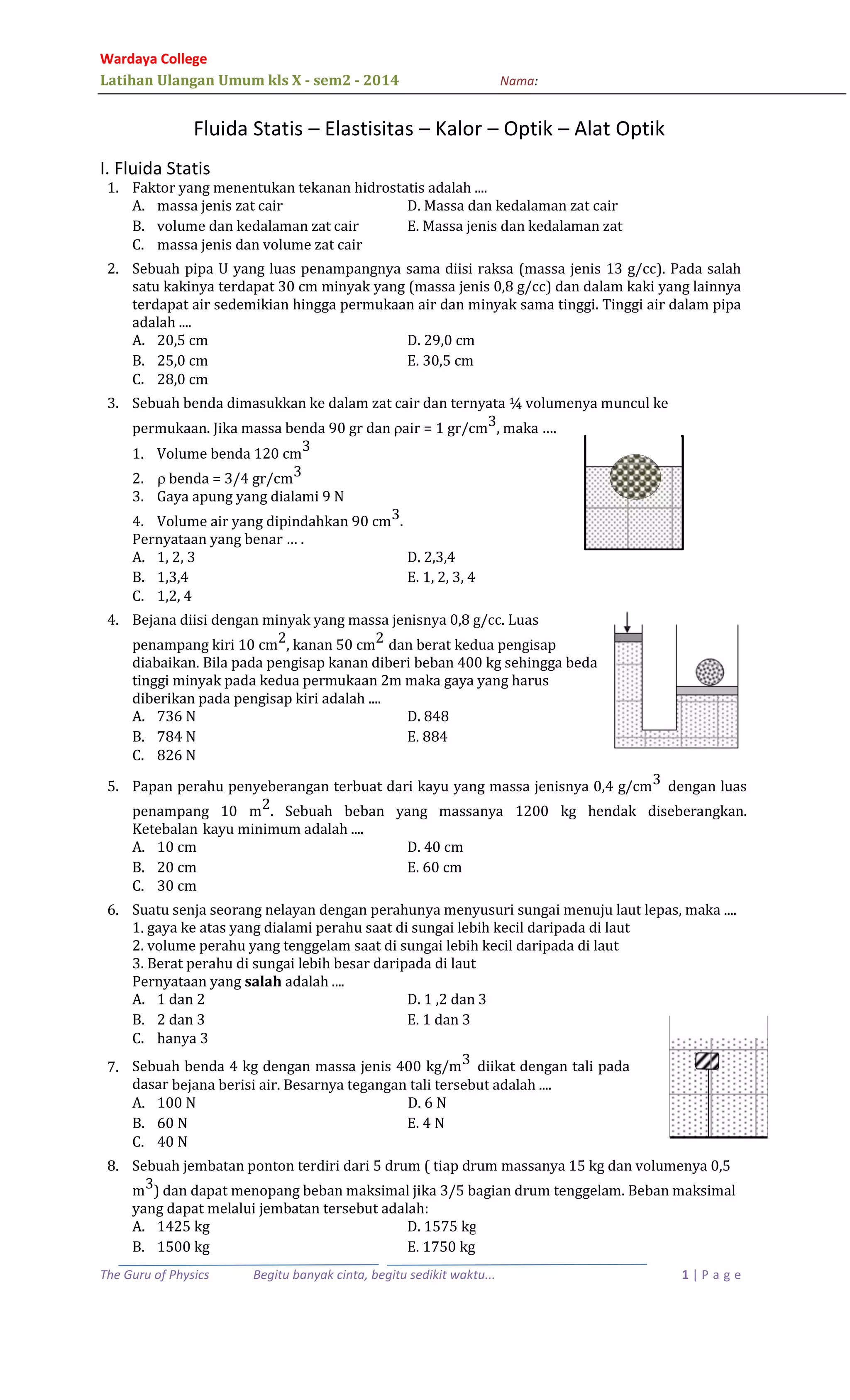 Latihan ulum kls x sem 2 smak1 2014 by the guru of physics | PDF
