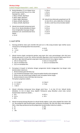 Latihan ulum kls x sem 2 smak1 2014 by the guru of physics | PDF