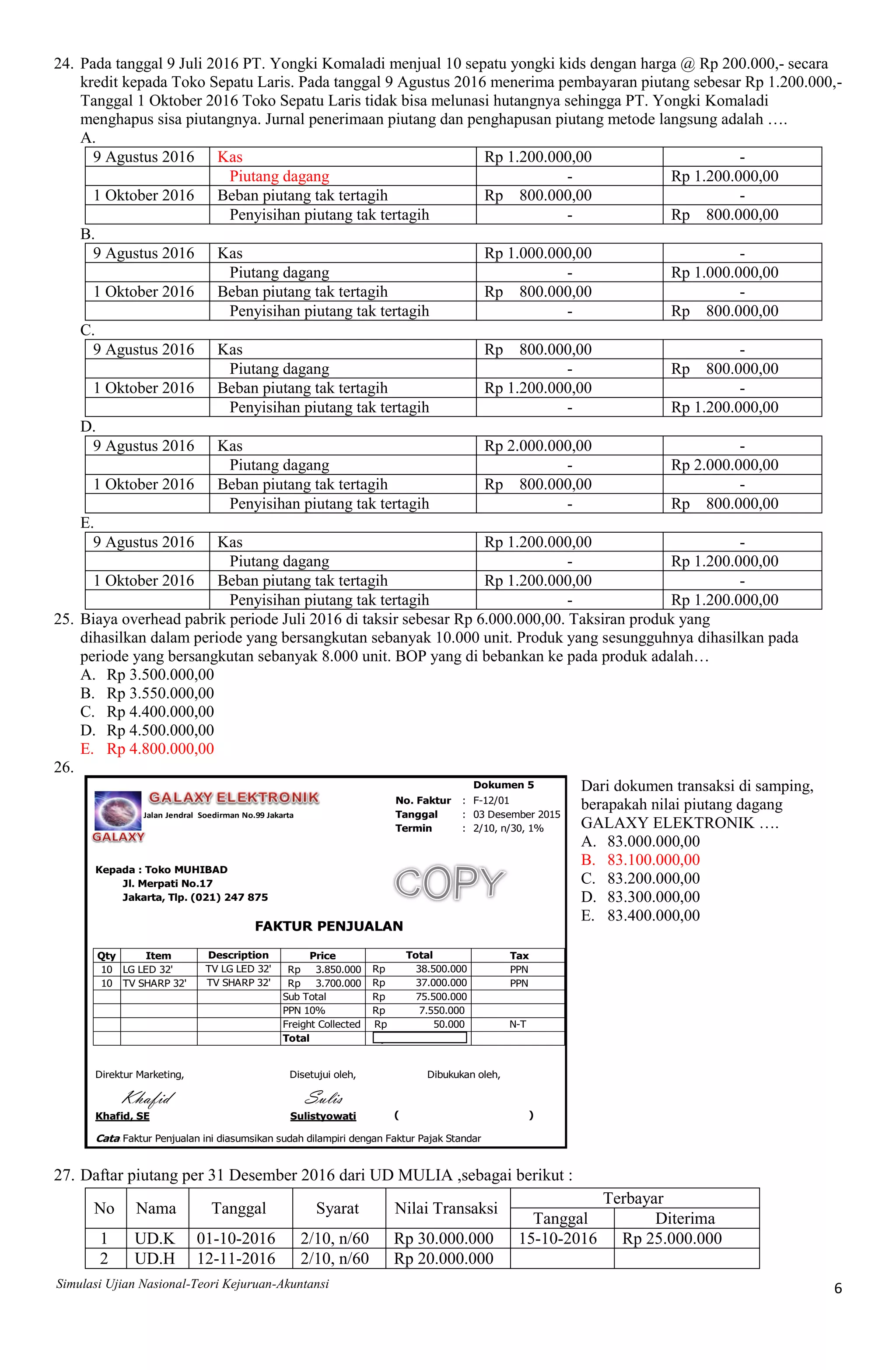 Latihan unbk smk teori kejuruan akuntansi | PDF