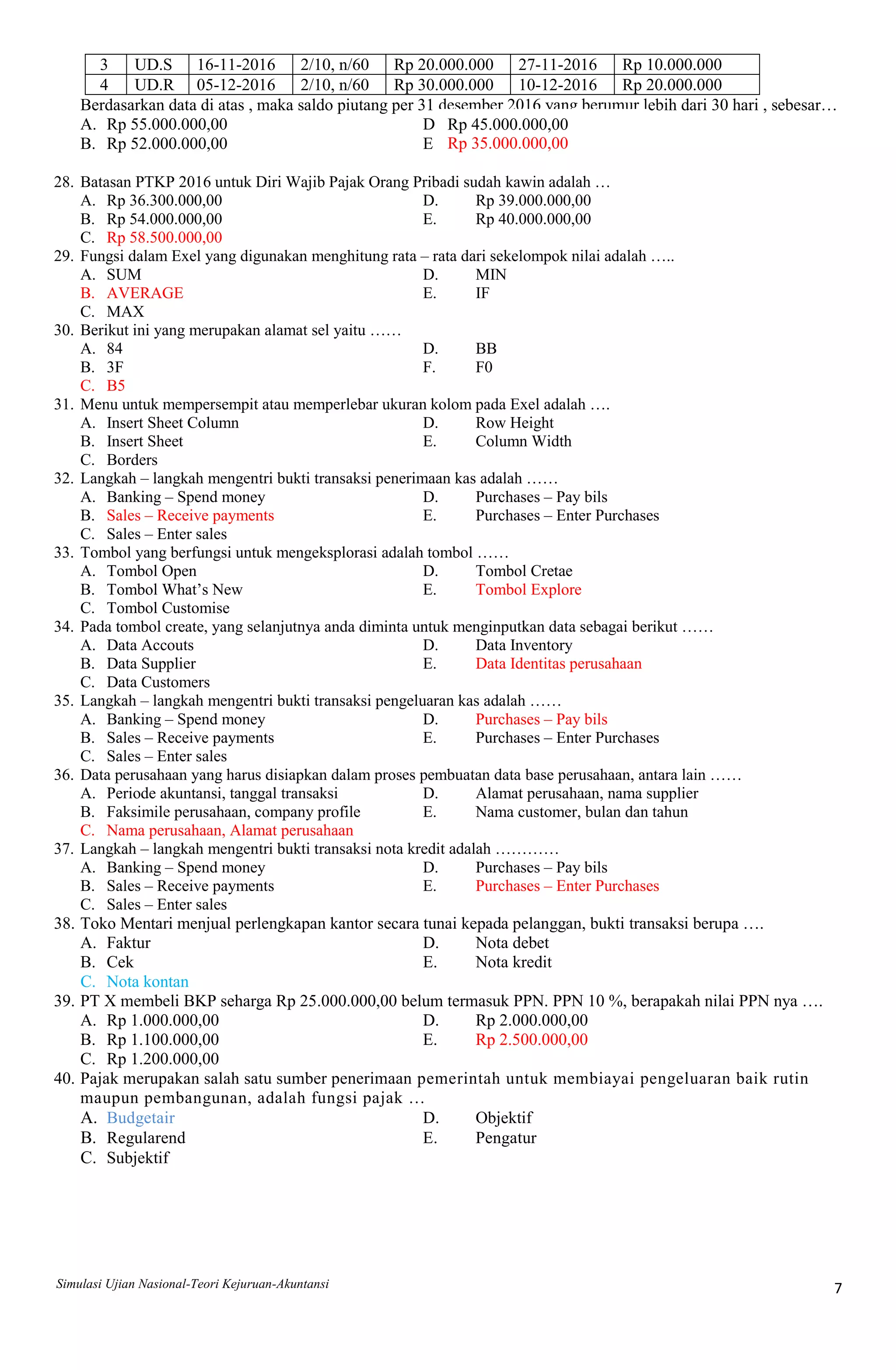 Latihan unbk smk teori kejuruan akuntansi | PDF