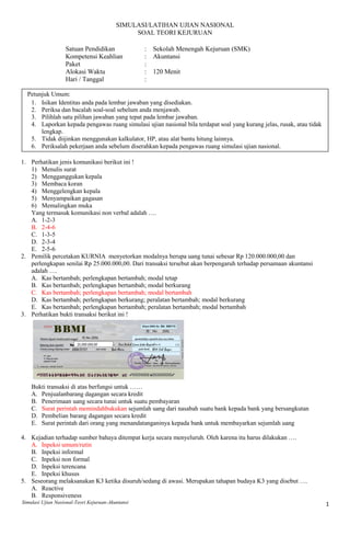 Latihan unbk smk teori kejuruan akuntansi | PDF