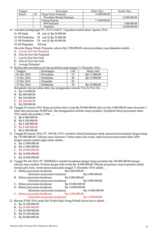 Latihan unbk smk teori kejuruan akuntansi | PDF