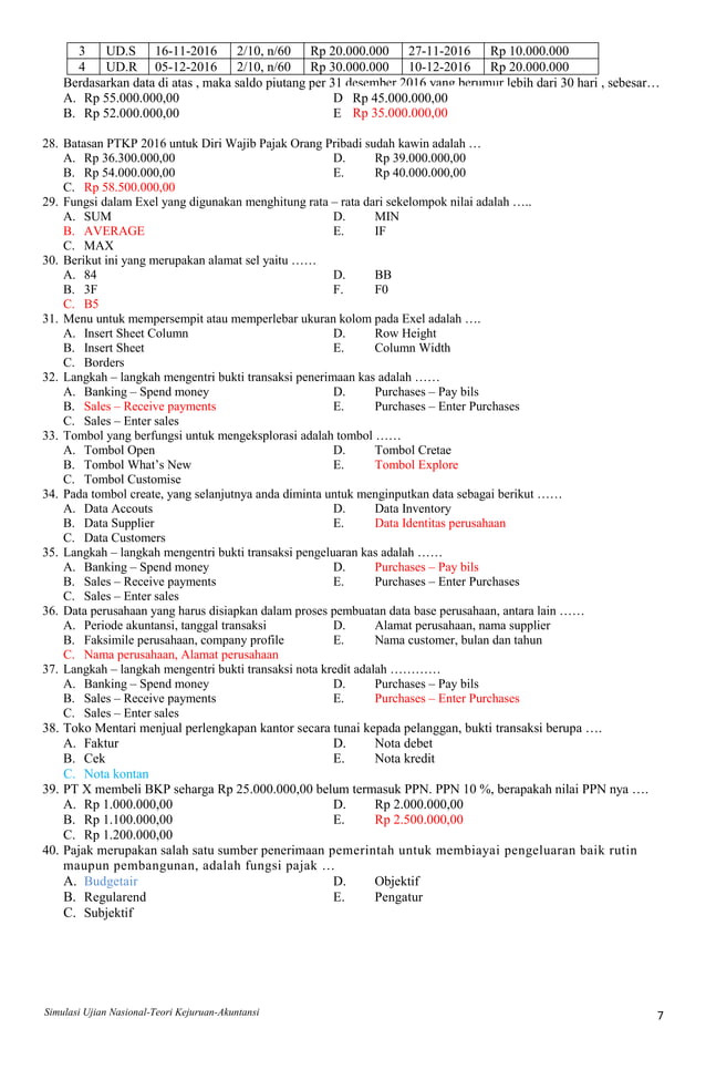 Latihan unbk smk teori kejuruan akuntansi | PDF