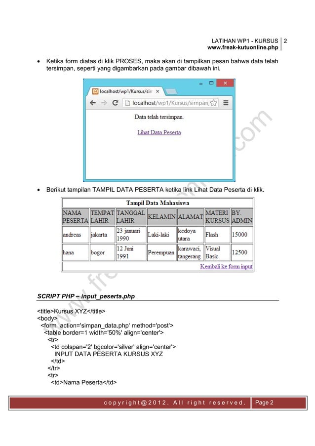 Web Programming 1 - dbKursus | PDF
