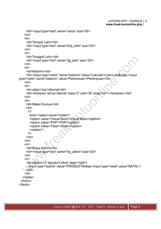 Web Programming 1 - dbKursus | PDF