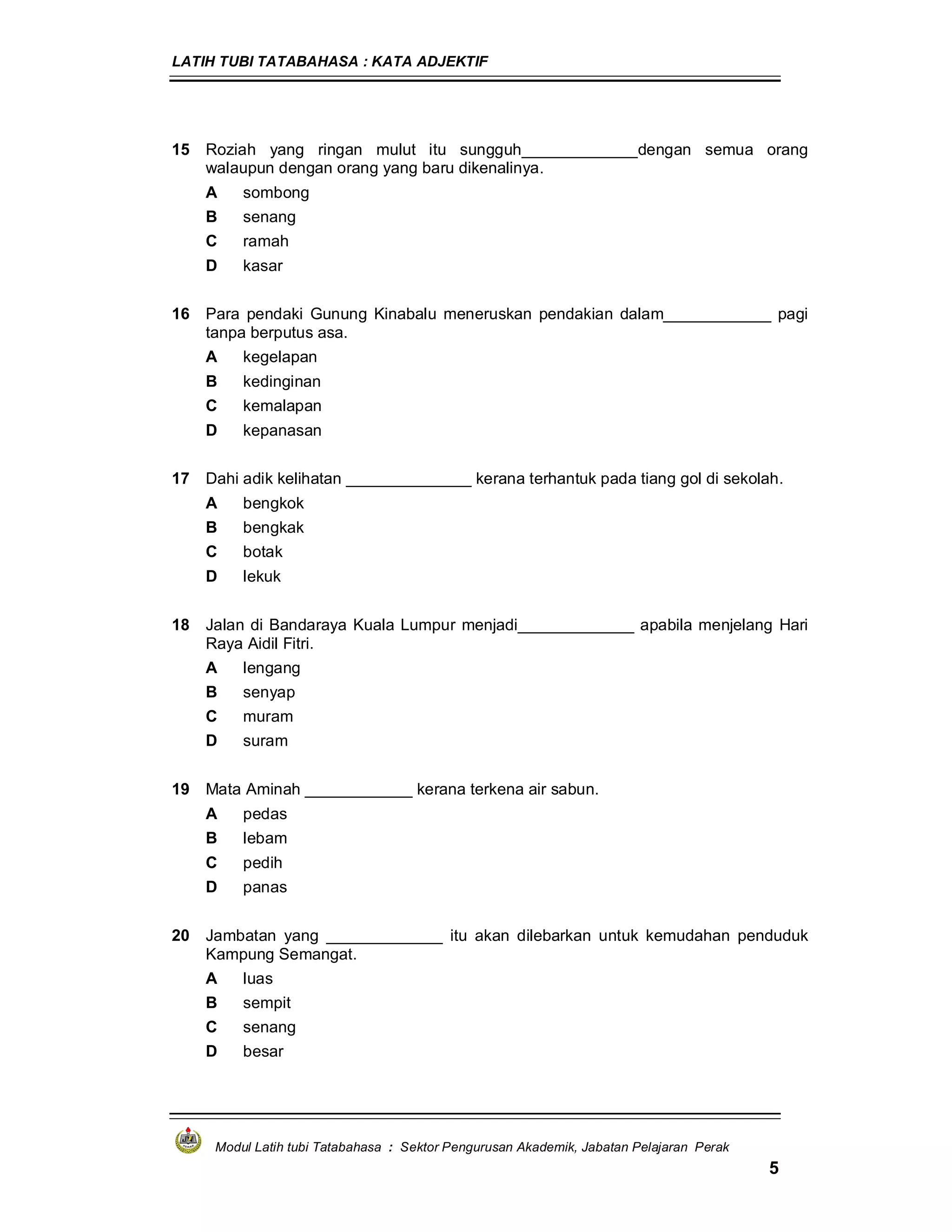 Latih tubi kata_adjecktif | PDF