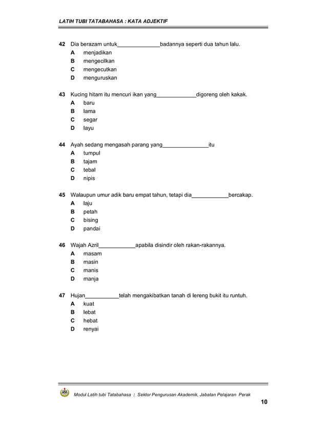 Latih tubi kata_adjecktif | PDF