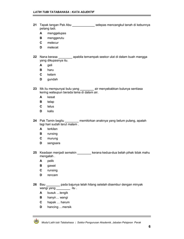 Latih tubi kata_adjecktif | PDF