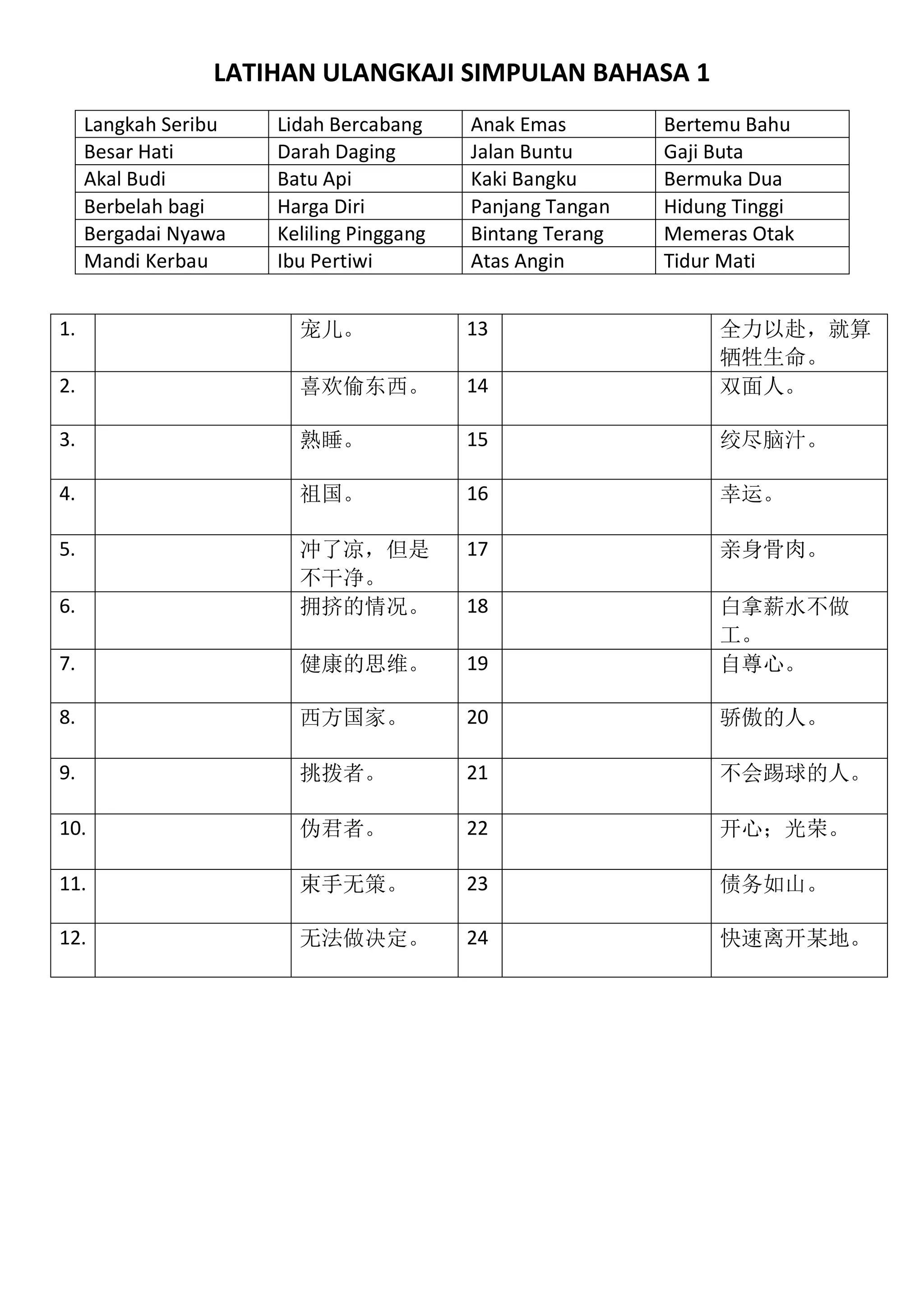 Latih tubi simpulan bahasa | PDF