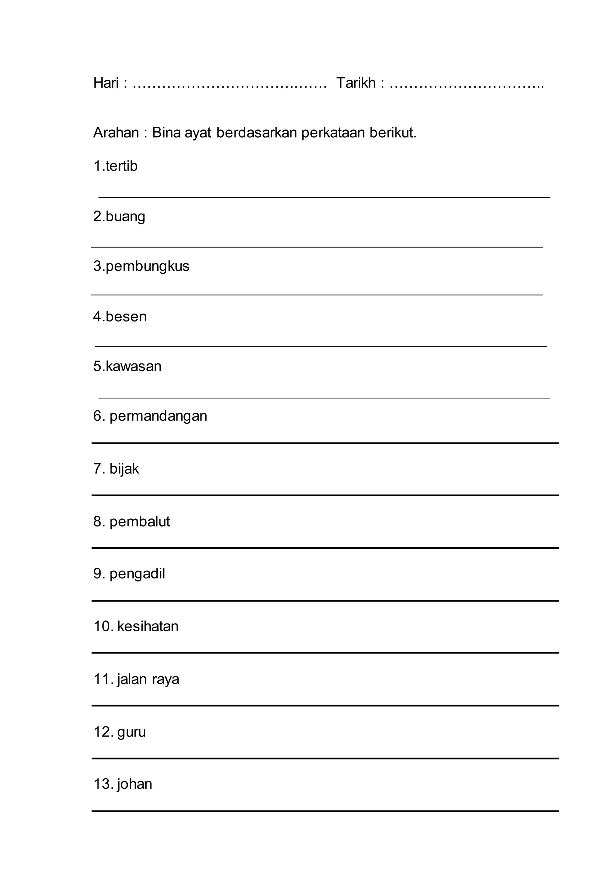 Latih tubi BM tahun 2 | DOCX