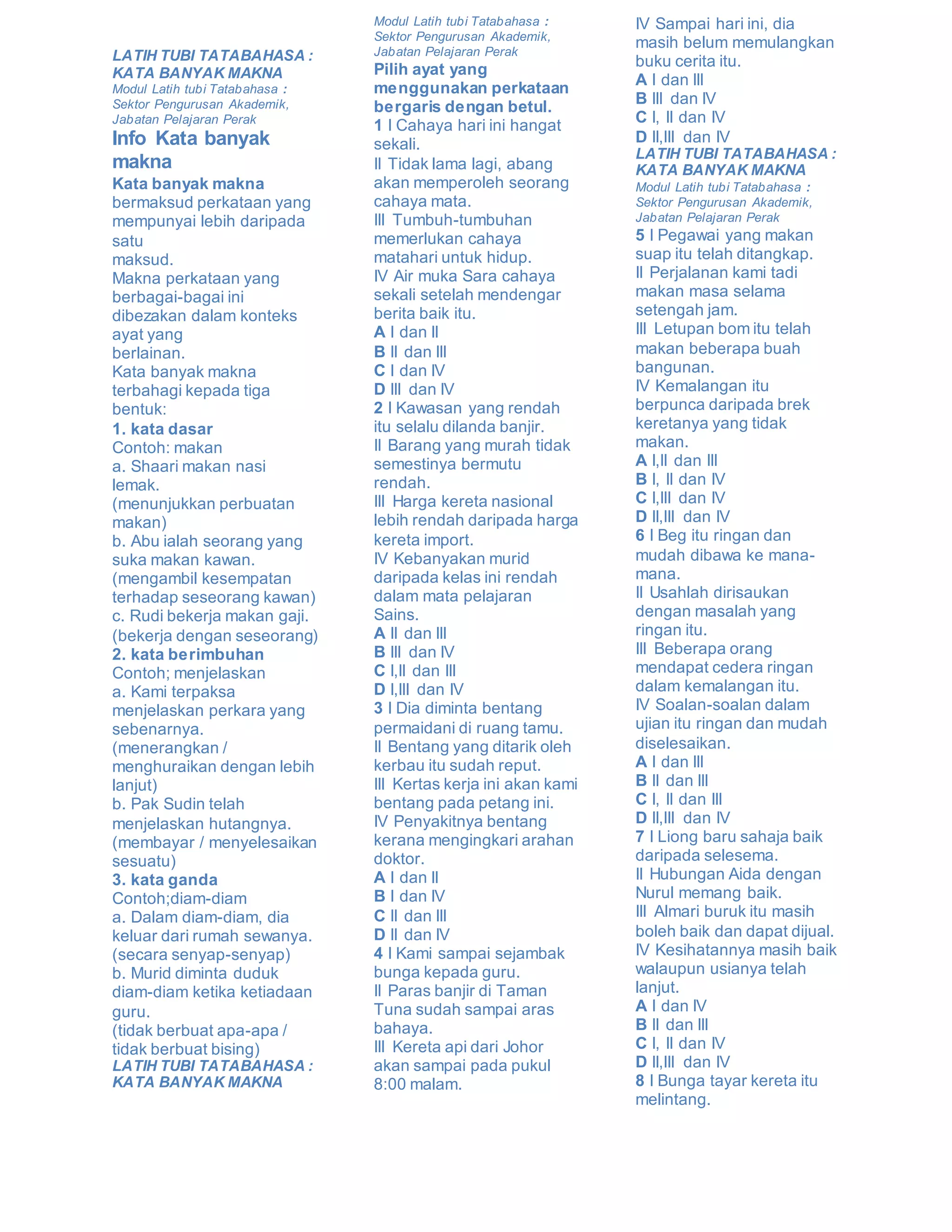 Latih tubi tatabahasa | PDF