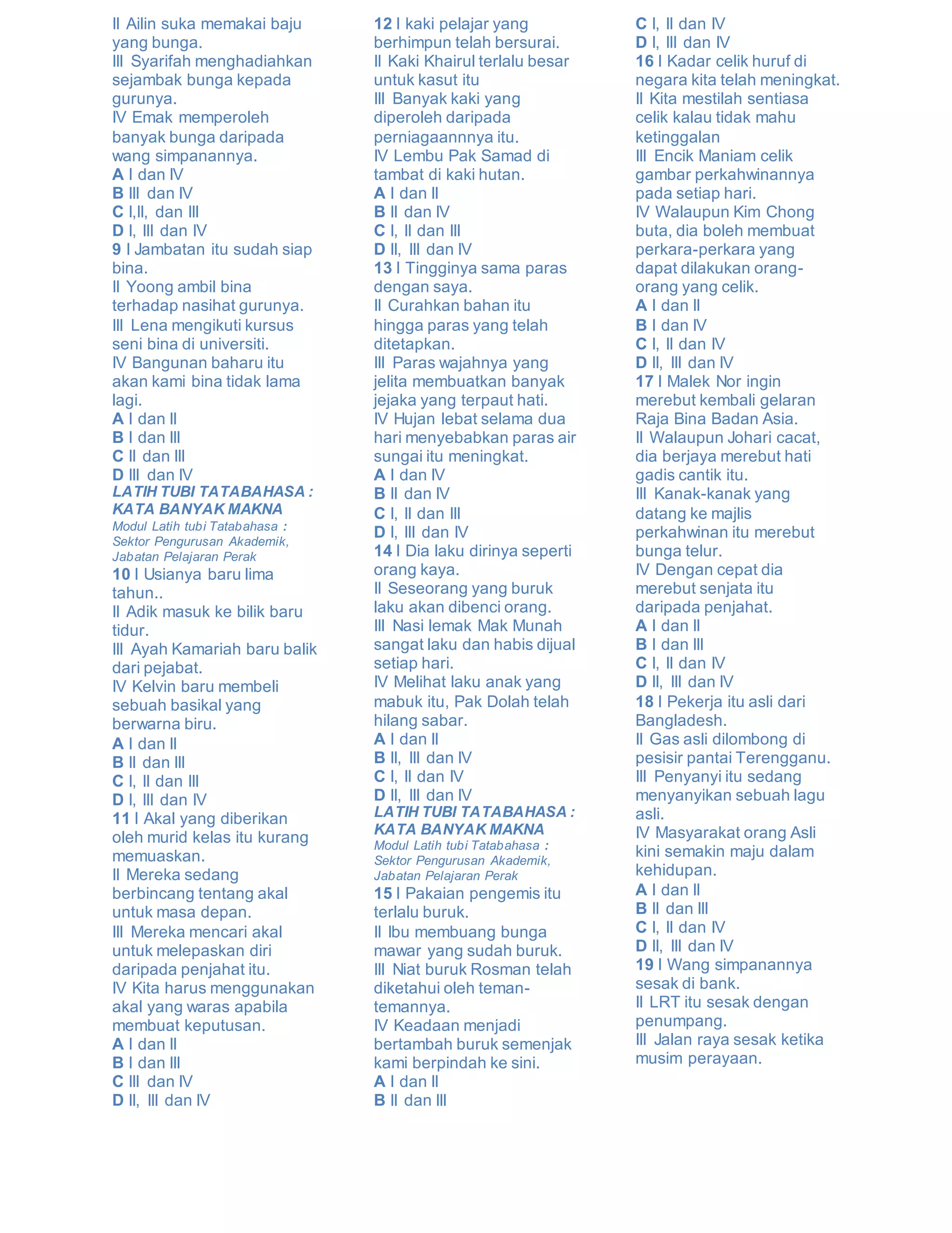 Latih tubi tatabahasa | PDF